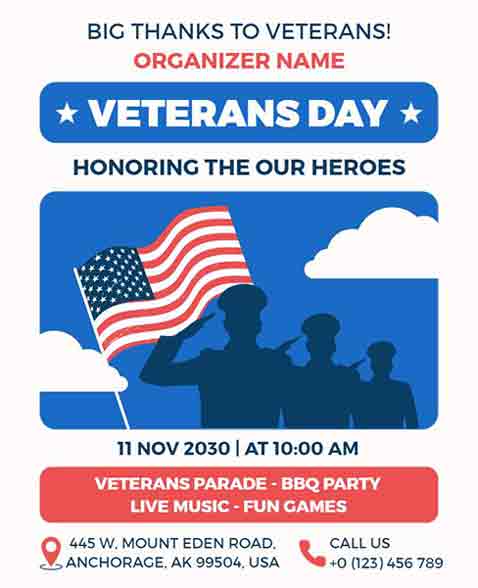 Veterans Day Flyer Templates – Free | Edit | Download