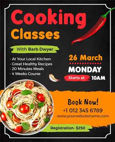 Cooking Class Flyer Templates – Free | Edit | Download