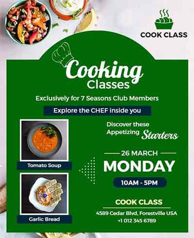 Cooking Class Flyer Templates – Free | Edit | Download