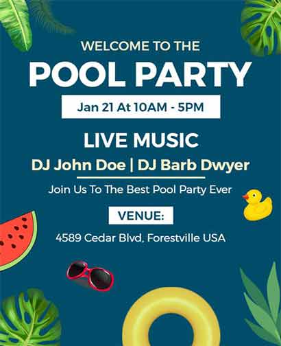 Pool Party Flyer Templates – Free | Editable | Downloadable