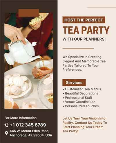 Tea Party Flyer Templates – Free | Customize | Download