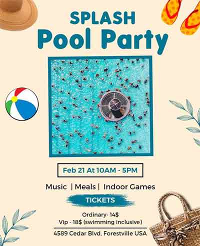 Pool Party Flyer Templates – Free | Editable | Downloadable