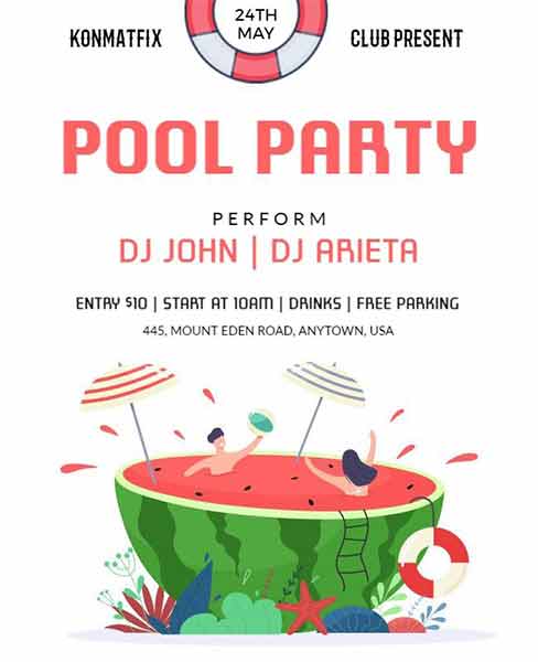 Pool Party Flyer Templates – Free | Editable | Downloadable