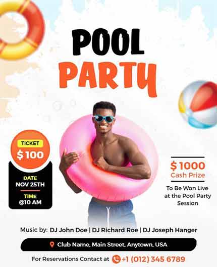 Pool Party Flyer Templates – Free | Editable | Downloadable